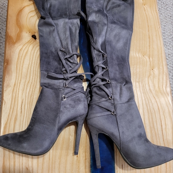 Vices | Shoes | Nib Vices Dark Gray Stiletto Boots | Poshmark